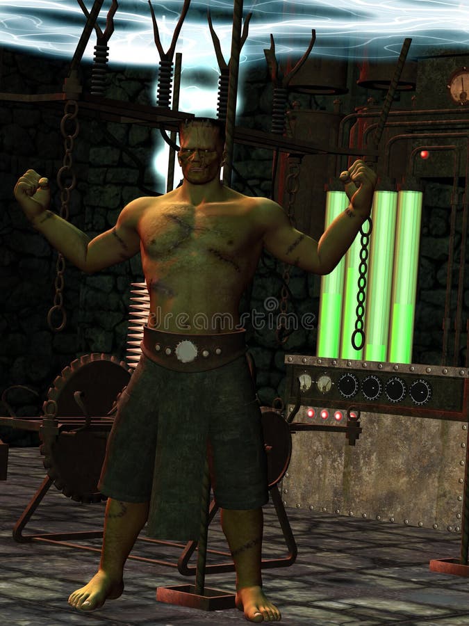 Frankenstein Creating the Monster Stock Illustration - Illustration of ...