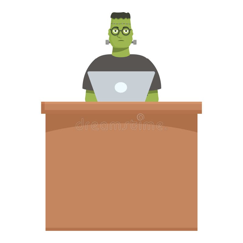 Frankenstein& X27;s Monster Working on Laptop at Desk in Office Stock ...