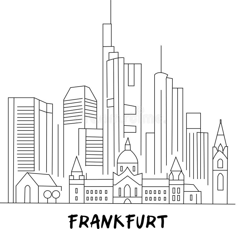 Frankfurt City Line Draw Free Vector Stock Illustration - Illustration ...