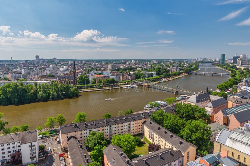 Frankfurt Germany, City Skyline at Main River Stock Photo - Image of ...