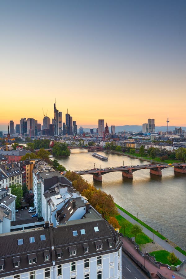 Frankfurt, Germany Skyline Over the Main River Stock Image - Image of ...