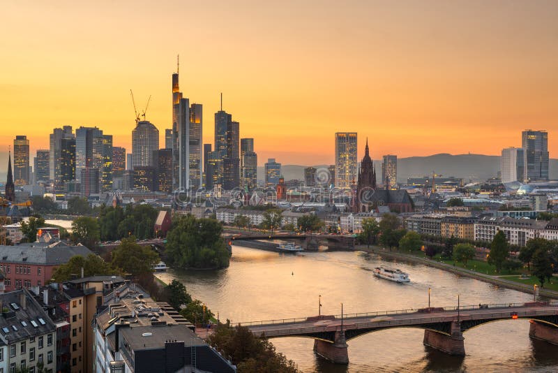 Frankfurt, Germany Skyline Over the Main River Stock Photo - Image of ...