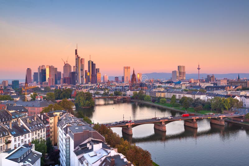 Frankfurt, Germany Skyline Over the Main River Stock Image - Image of ...