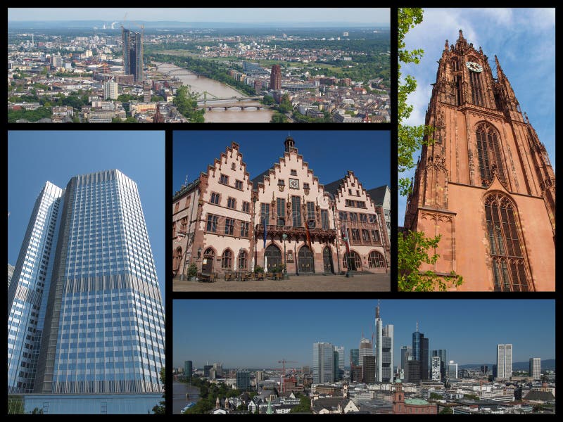 Frankfurt Landmarks Collage Stock Image - Image of central, german ...