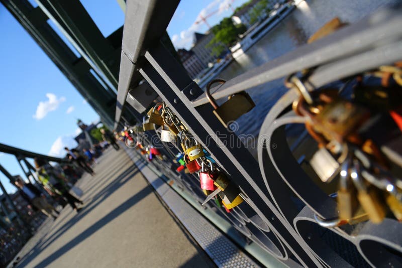 Frankfurt locks bridge editorial stock photo. Image of love - 68900038