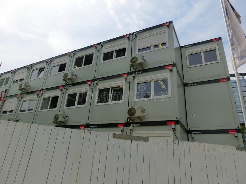 Office Containers in Construction Site in Frankfurt am Main, Germany ...