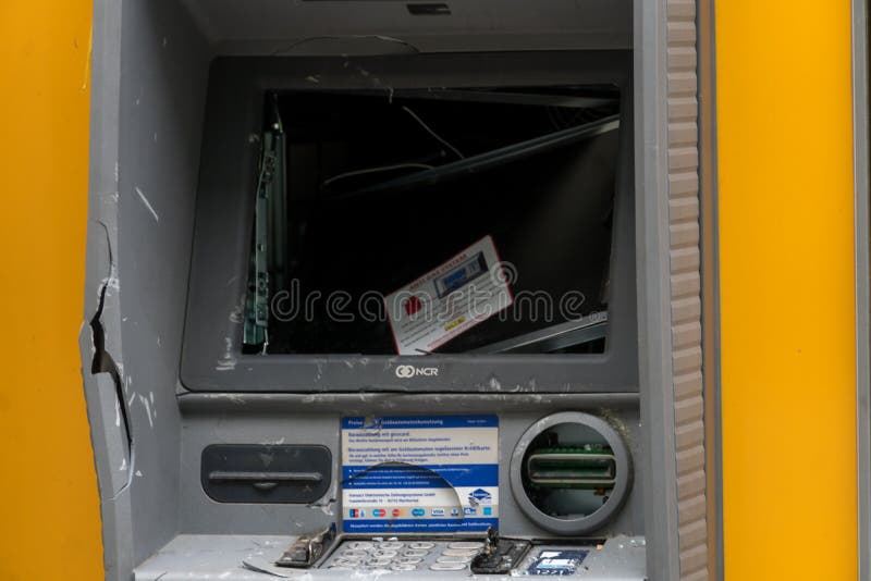 Broken ATM machine editorial stock photo. Image of damage - 189349133