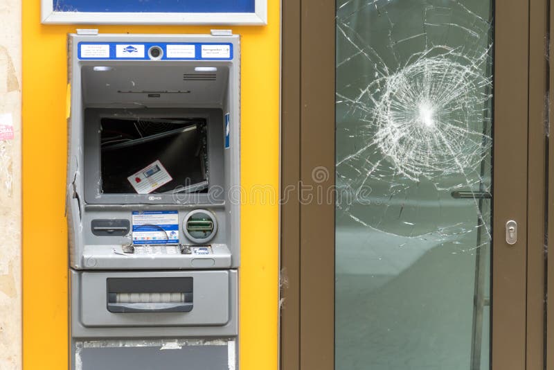 Broken ATM machine editorial photo. Image of debit, bank - 189349036
