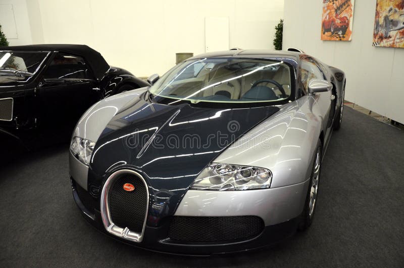 Frankfurt am Main, Germany 09.21.2019: Silver Gray Dark Blue BUGATTI ...