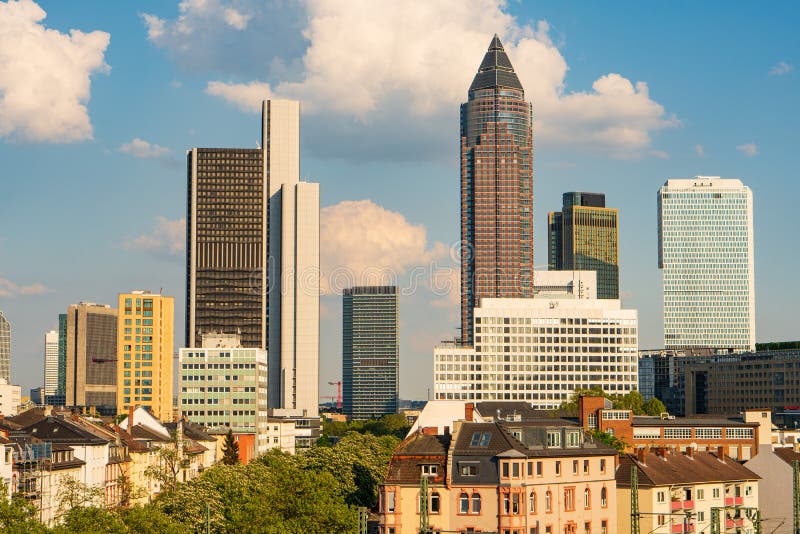 Frankfurt Messeturm and Skyline Stock Photo - Image of main, street ...