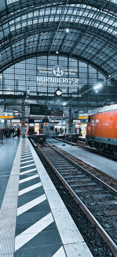 Frankfurt Train Station in the Evening Editorial Stock Image - Image of ...