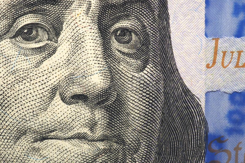Franklin`s Face Close-up with a Black Stripe of Censorship on His Eyes ...