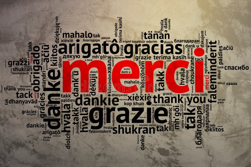 Het Frans: Merci, Hart Gestalte Gegeven Dank Van De Woordwolk, Grunge ...