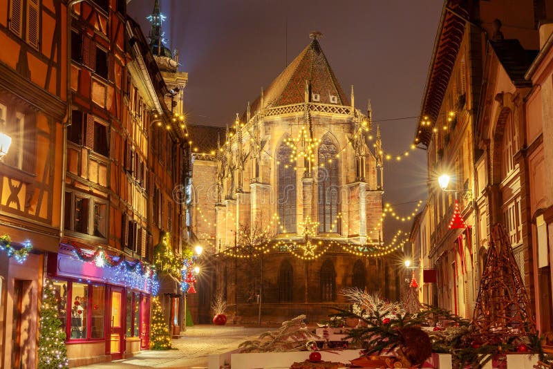 Franse Stad Colmar Op Kerstavond Stock Foto - Image of kanaal, toerisme ...