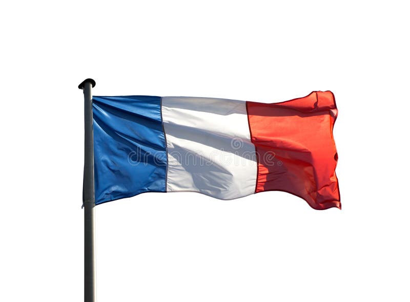 Franse Vlag in De Wind Op Witte Achtergrond Stock Afbeelding - Image of ...