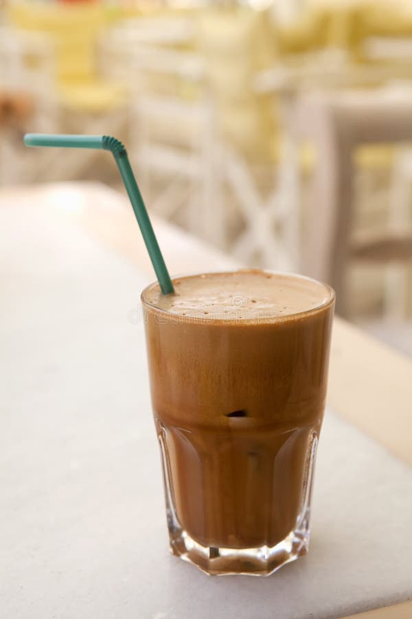 Frappe on a cafe table stock photo. Image of green, beverage - 20950040