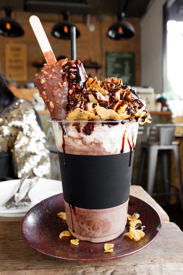 Frappe Chocolate Topping with Cream, Cereal and Ice Cream Bar Stock ...