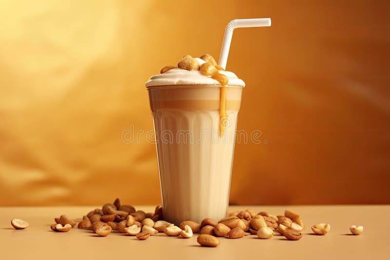 Frappe Drink with Caramel an Nuts Isolated on White Background Ai ...