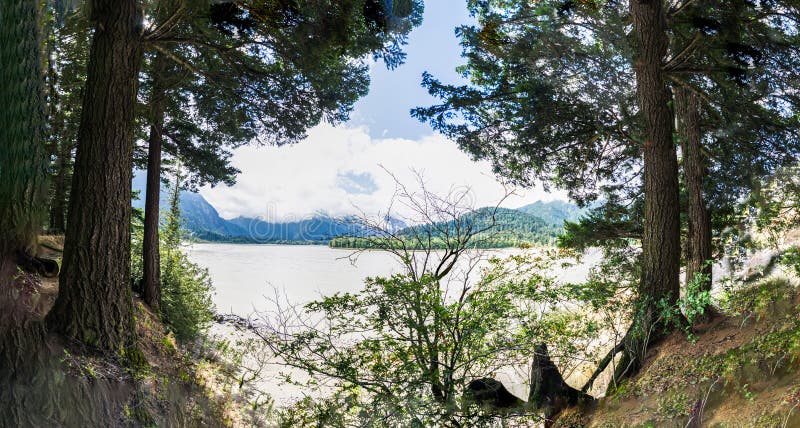 Fraser River with Cloud Covered Green Mountains in the Background in ...