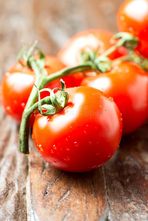 Frash Farm Tomatoes on Wooden Table Stock Image - Image of autumn ...