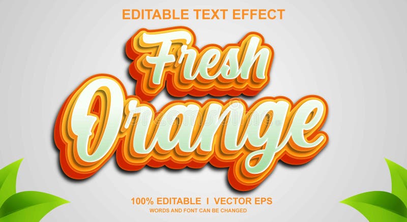 Frash Orange 3d Vector Text Effect with Modern Style Design Stock ...