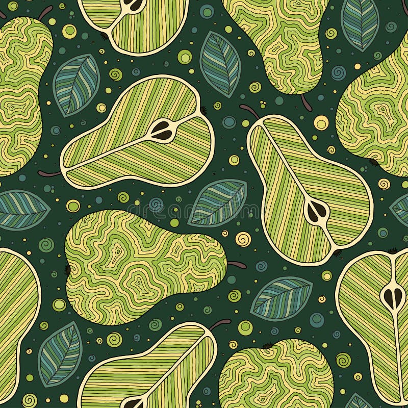 Frash Pears Modern Beauty Doodle Seamless Pattern Stock Vector ...