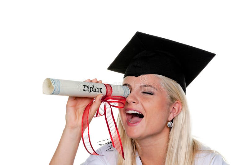 Frau-graduiertes Spielen Mit Diplom Stockfoto - Bild von vorstand ...