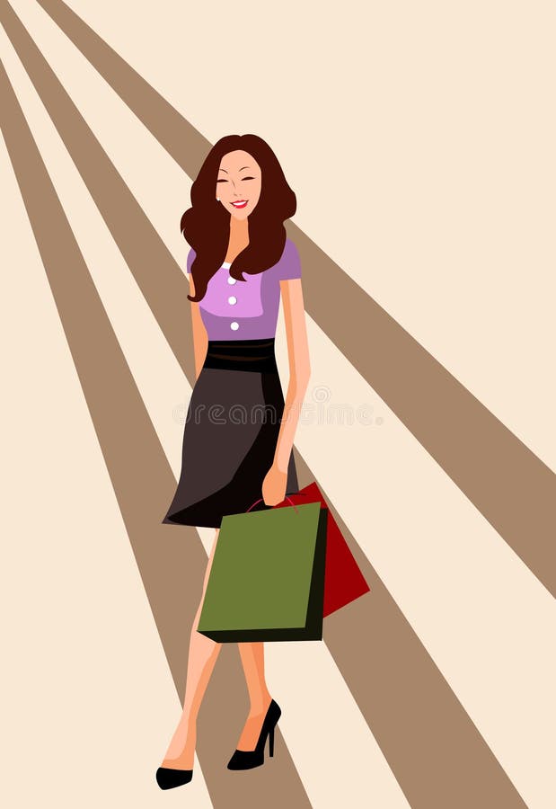 Zwei Frauen im Einkaufen vektor abbildung. Illustration von geld - 5418506