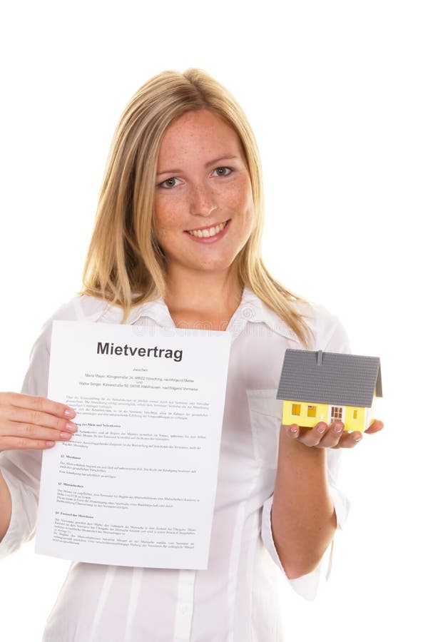 Frau mit Miete stockfoto. Bild von gehäuse, kondominium - 21118478