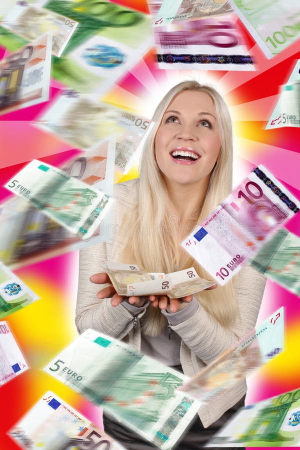 Frau Mit Vielen Geldscheinen Stockbild - Bild von geld, gewinn: 50395979