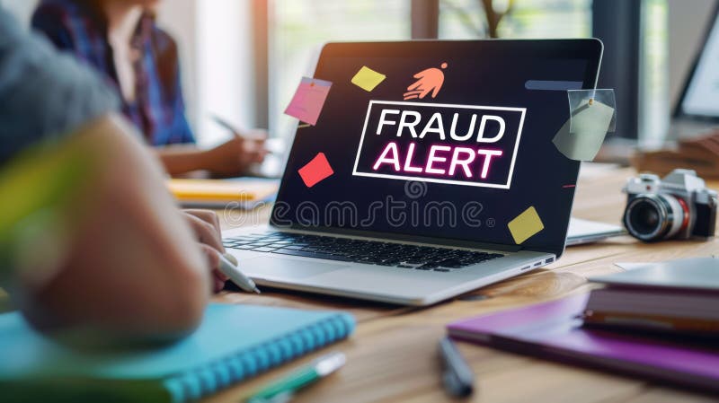 The Fraud Alert Laptop. AI Generated Stock Illustration - Illustration ...