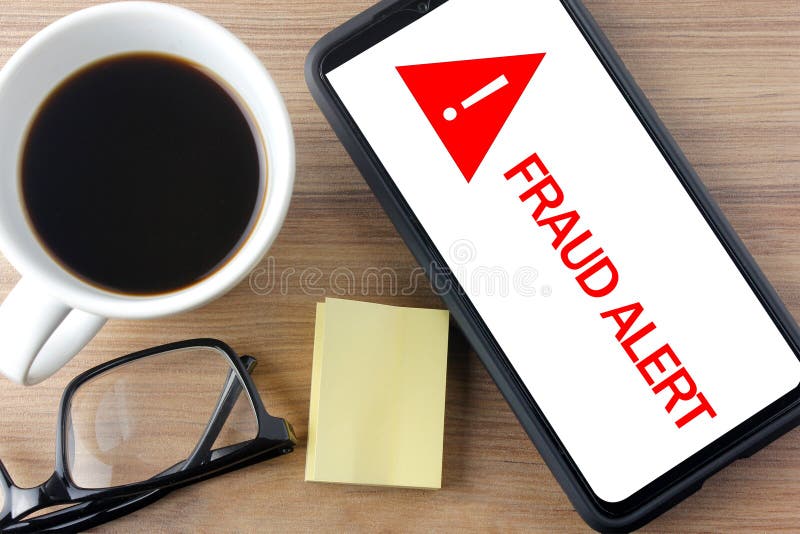 Fraud Alert Message on Smartphone Screen Caused by Cyber Attack Stock ...