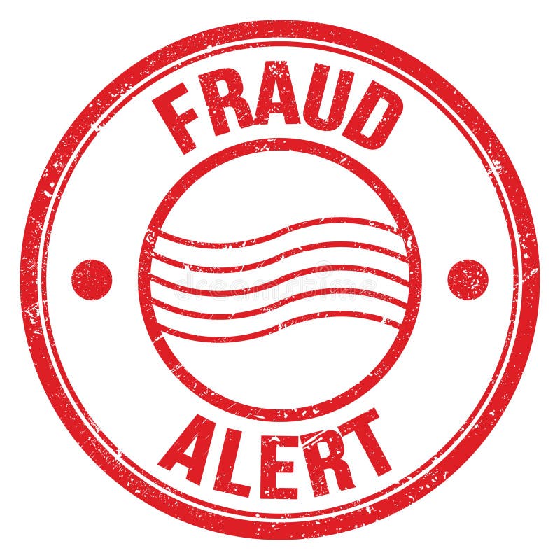 FRAUD ALERT Text on Red Round Postal Stamp Sign Stock Illustration ...