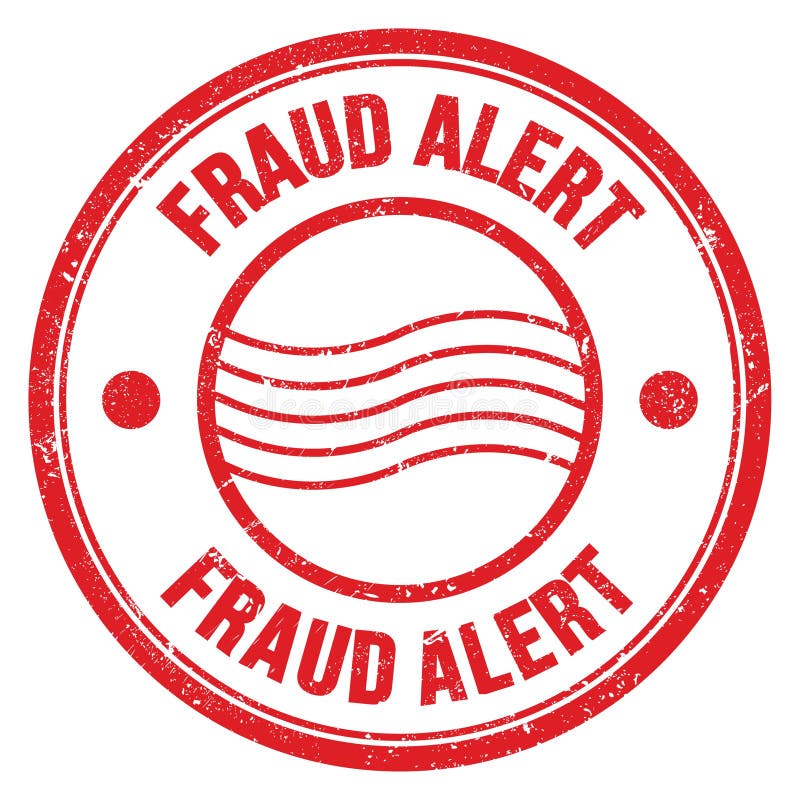 FRAUD ALERT Text Written on Red Round Postal Stamp Sign Stock ...