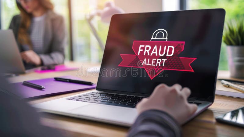 The Fraud Alert Laptop.AI Generated Image Stock Image - Image of work ...