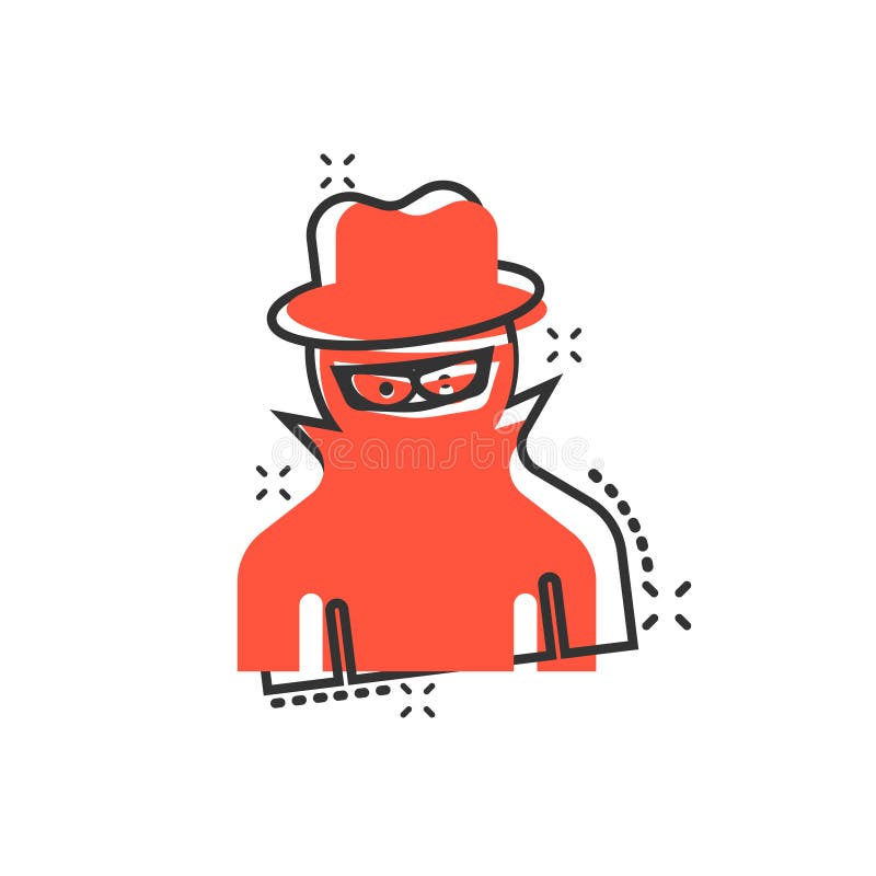 Fraud Hacker Icon in Comic Style. Spy Cartoon Vector Illustration on ...