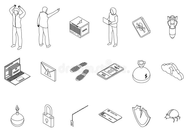 Fraud Icons Set Vector Outline Stock Vector - Illustration of cheat ...