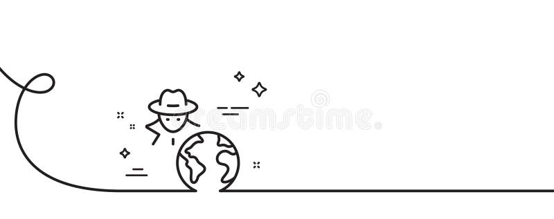 Fraud Line Icon. Spy of Thief Sign. Continuous Line with Curl. Vector ...