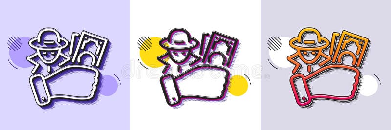 Fraud Line Icon. Spy of Thief Sign. Halftone Dotted Pattern. Vector ...