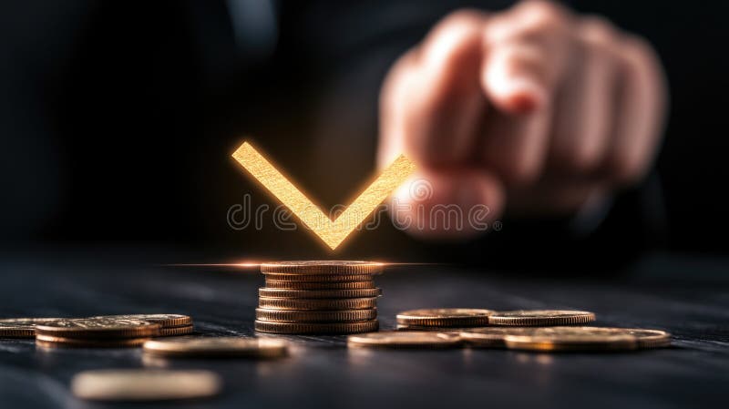 Fraud Prevention Concept with Coins and Check Mark Symbolizing ...