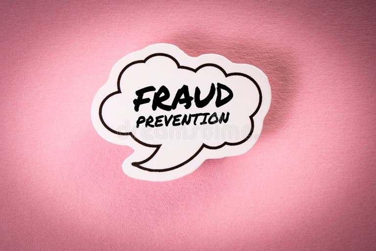 Fraud Prevention. White Speech Bubble with Text on Pink Background ...