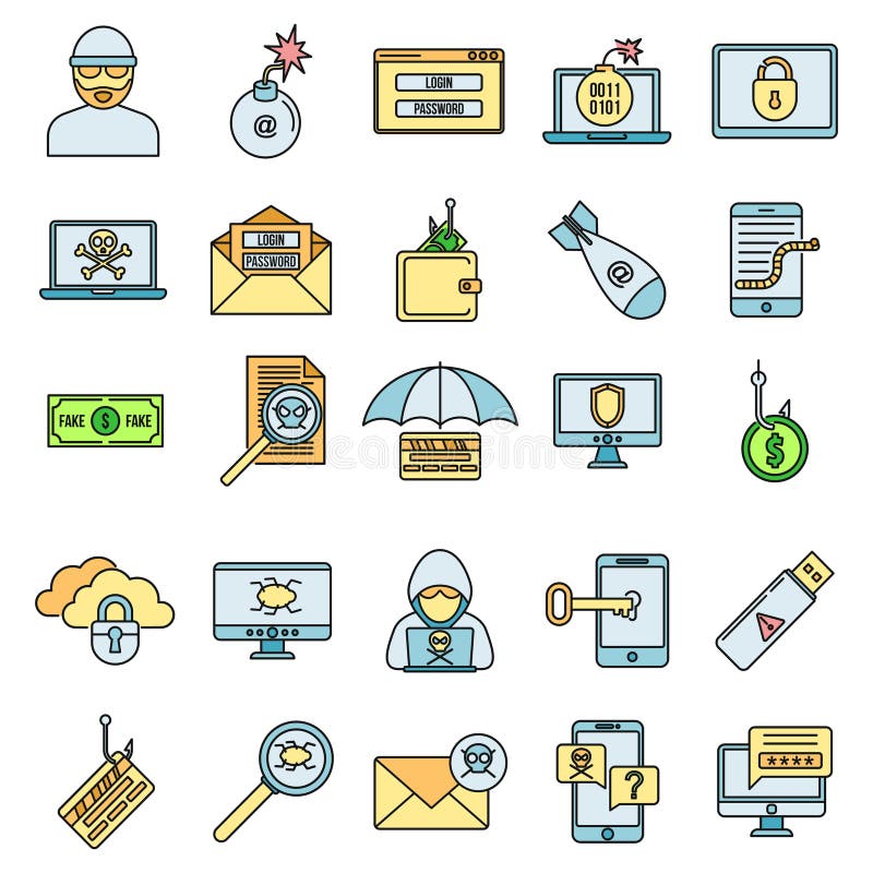 Fraud Spy Icons Set Vector Color Line Stock Illustration - Illustration ...