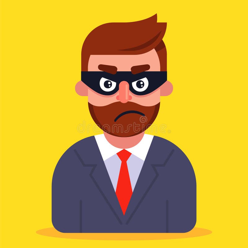 A Fraudster in a Business Suit and a Mask Hiding His Face. Stock Vector ...