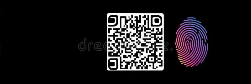 Fraudulent QR Code Display with Fingerprint Alert Highlighting Security ...