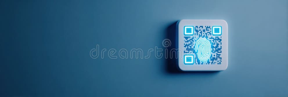 Fraudulent QR Code Notification with Fingerprint Alert Displayed on a ...