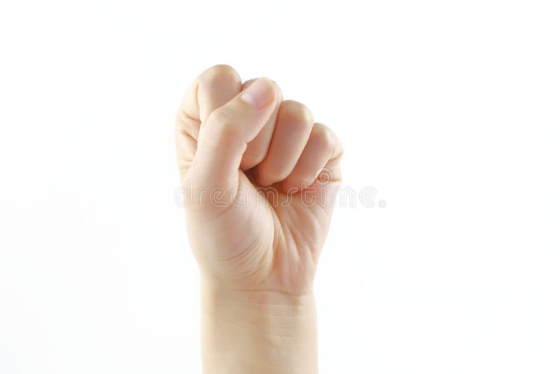 Die Hand Der Frau, Geballte Faust, Auf Einem Weißen Hintergrund ...