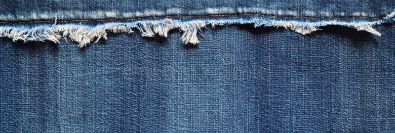 Frayed Denim Fabric Close-up Showing Texture and Stitching Details ...