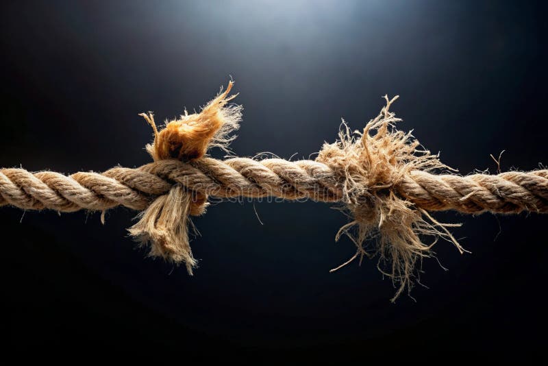 Frayed Rope Breaking on a Dark Background Stock Illustration ...