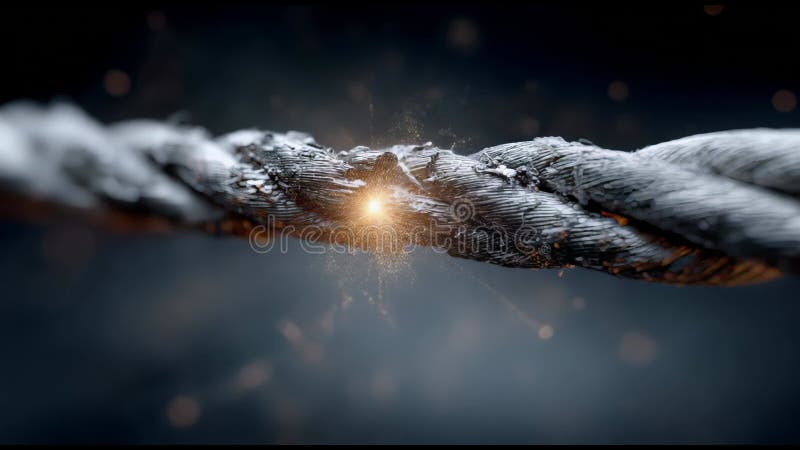 Frayed Rope about To Snap with Glowing Tension Point and Dramatic Dark ...
