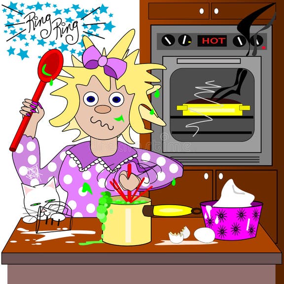 The frazzled cook stock vector. Illustration of oven - 28175682